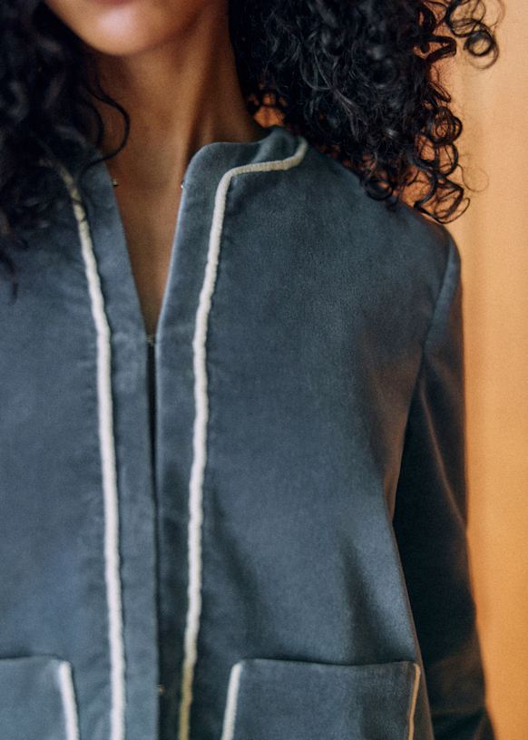 Rebeka Jacket - Sézane x MDLO - Slate Blue Velvet - Organic Cotton - Sézane
