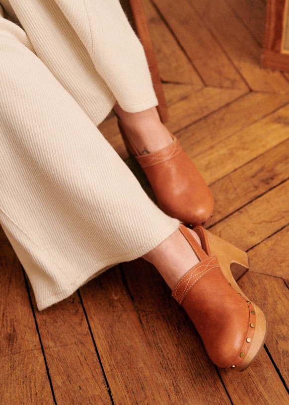Taylor Clogs - Light Beige - Split cowhide leather - Sézane