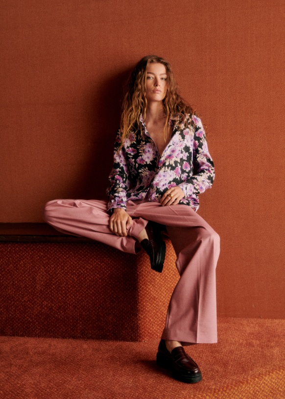 Ann Shirt - Burdungy folk print - Viscose - Octobre Éditions