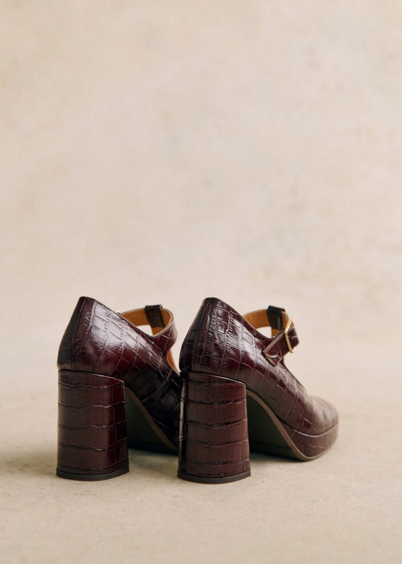 Babies High Monique - Brun Croco - Cuir bovin - Sézane