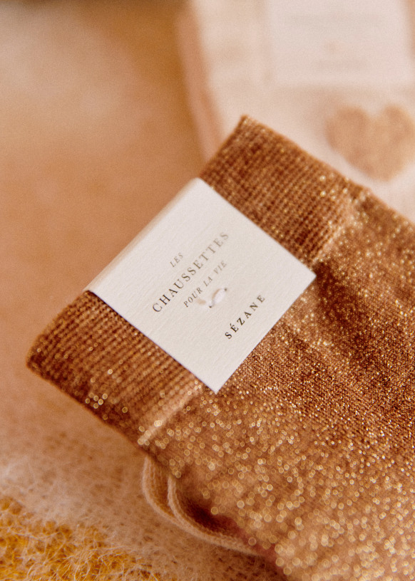 Bicolor Lurex socks - Pink/Gold - Octobre Éditions