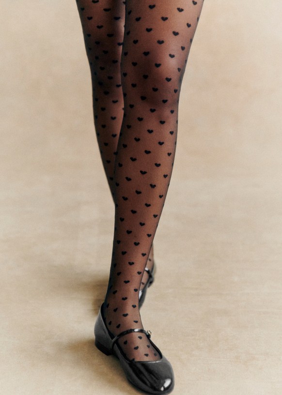 Collants Petit Coeur - Preto - Poliamida - Sézane