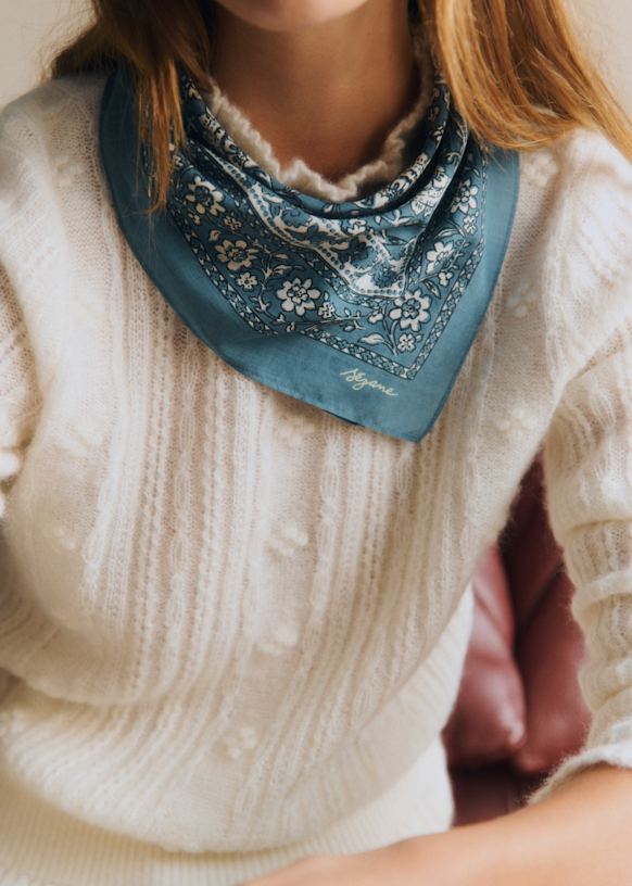 Gaston Scarf - Vintage Blue and Navy Sara Print - Organic Cotton - Sézane