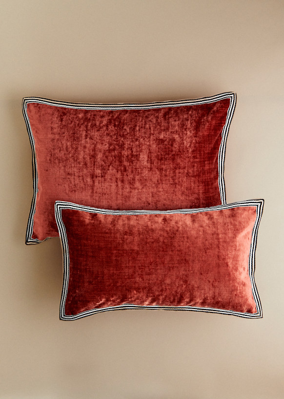 Textured Velvet Cushion - Large model - Honey - Polyester - Sézane