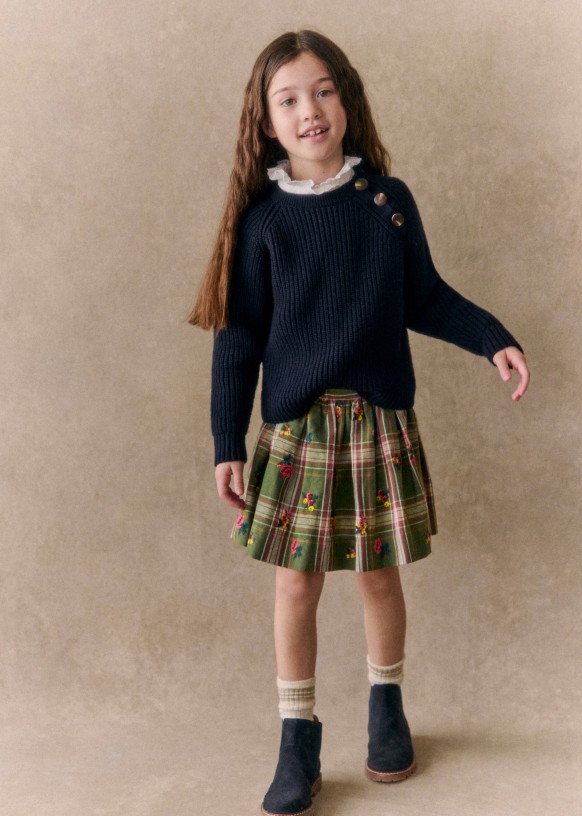 Valentine Skirt - Flowery Embroidery Tiles Fields - Organic cotton ...