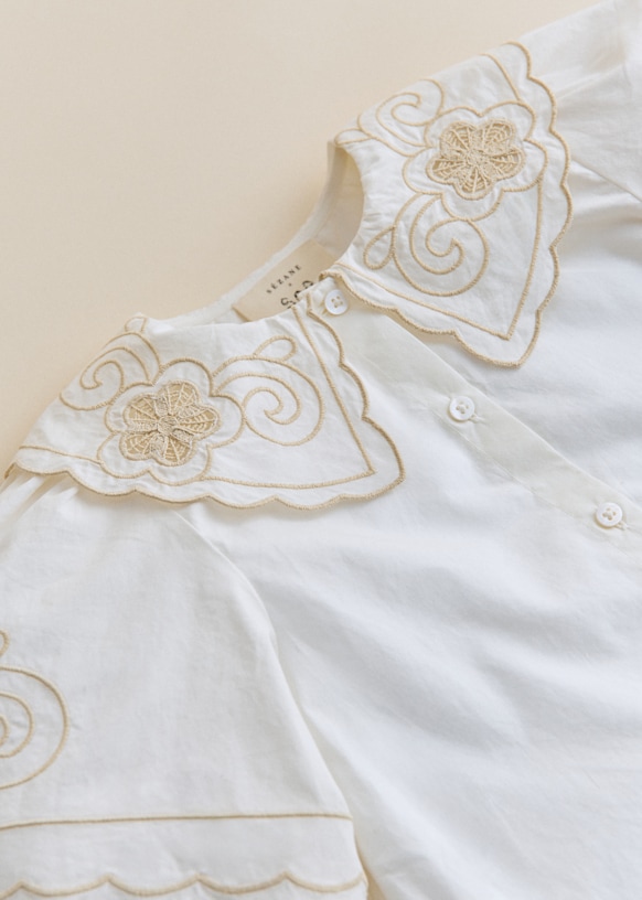 Avila Shirt - Sézane x SEA NY - Placed Ecru Embroidery - Organic cotton ...
