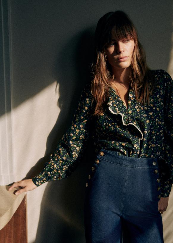 Chemise Colina - Imprimé Miranda Marine - Coton Biologique - Sézane