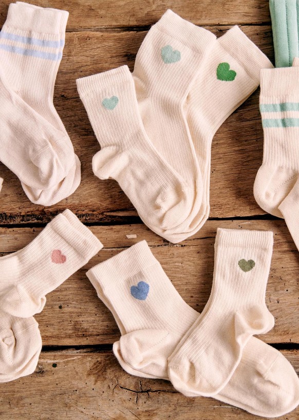 Heart Socks - Sea Green - Organic Cotton - Sézane