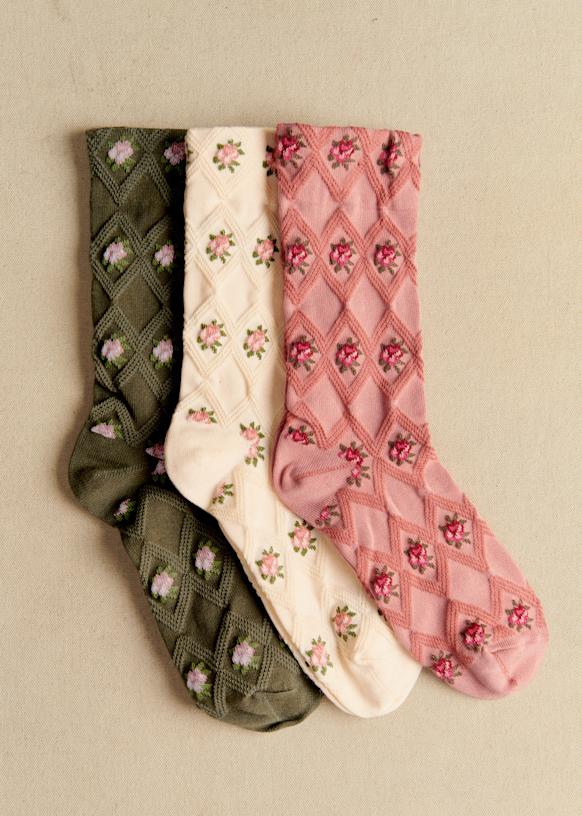 Julia 3-Pack Socks Gift Box - Vintage Flowers - Cotton - Octobre Éditions