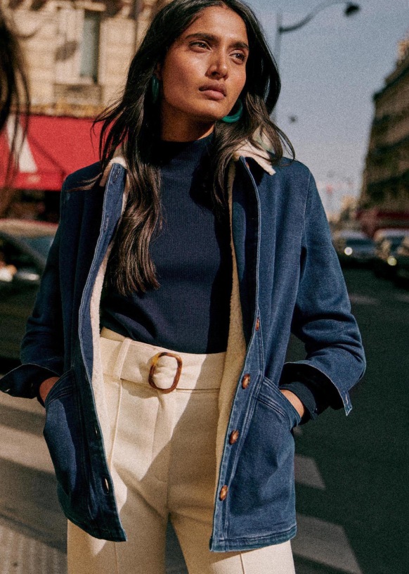 Will Jacket - Indigo Faux Sheepskin Collar - Organic Cotton - Octobre ...