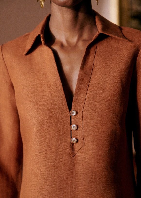 Sole Dress - Caramel - Linen - Octobre Éditions