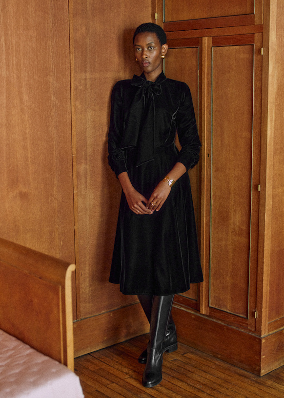 Robe Marcelina - Sézane x MDLO - Velours Noir - Rayonne - Octobre Éditions