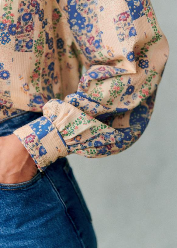 Mariana Shirt - Blue Patchwork Print - Organic cotton - organic textile ...