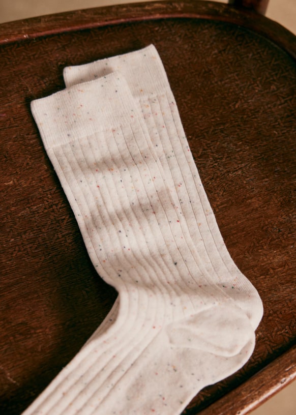 Dorian Socks - Blanc Moucheté Multico - Cotton-Polyamide Textile - Sézane