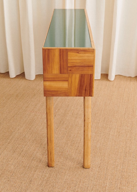 Console italienne avec son plateau de verre - Bois - Bois - Sézane