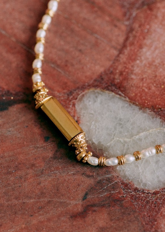 Ronnie Necklace - Gold / Green - Brass - Sézane