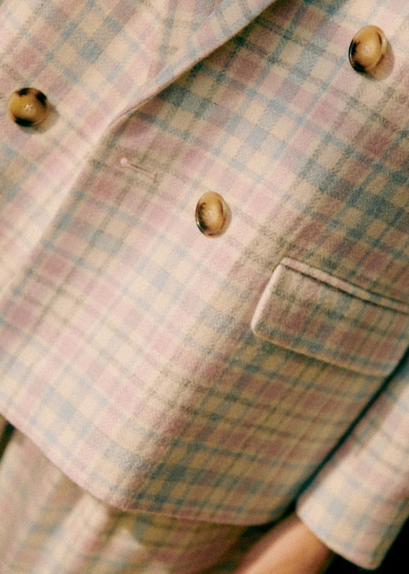 Christie Jacket - Pastel check wool - Recycled wool - Octobre Éditions