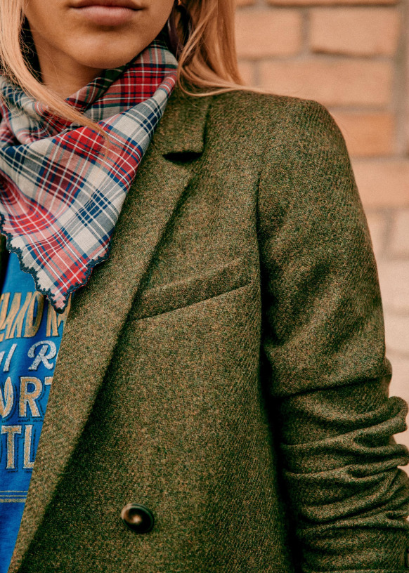 Christie Jacket - Striped Ecru / Café - Viscose - Sézane