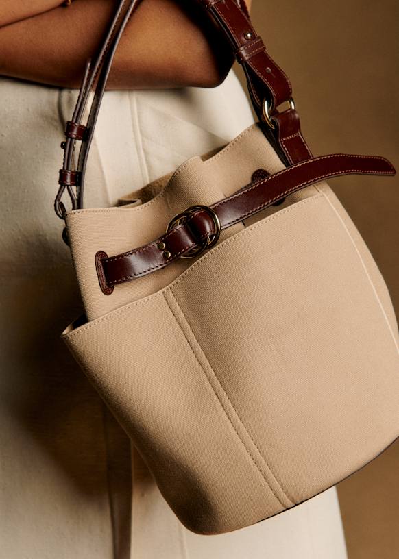 Adèle Bag - Sézane x Holiday - Toffee and Chocolate - Cotton fabric ...