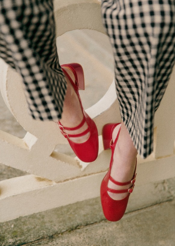 Babies Paula - Rouge Vernis - Cuir caprin vernis - Octobre Éditions