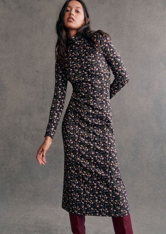 Felicia Dress - Navy Miranda print - Lyocell - Octobre Éditions