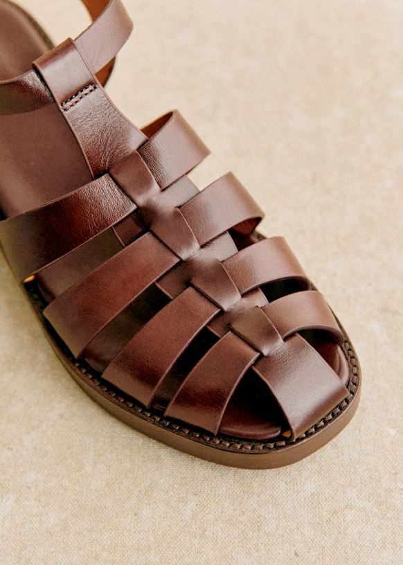 Constance Low Sandals - Brown - Bovine leather - Octobre Éditions