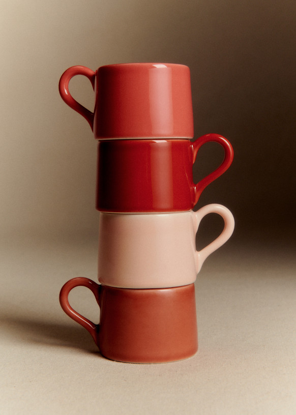 Set of 4 espresso cups - Pink - Ceramics, porcelain and earthenware ...