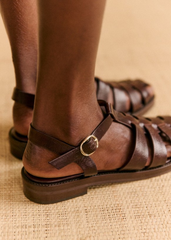 Constance Low Sandals - Brown - Bovine leather - Octobre Éditions