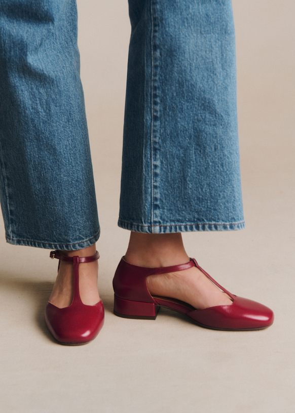 Babys Low EULALIE - Glatte Kirsche - Rindsleder - Sézane