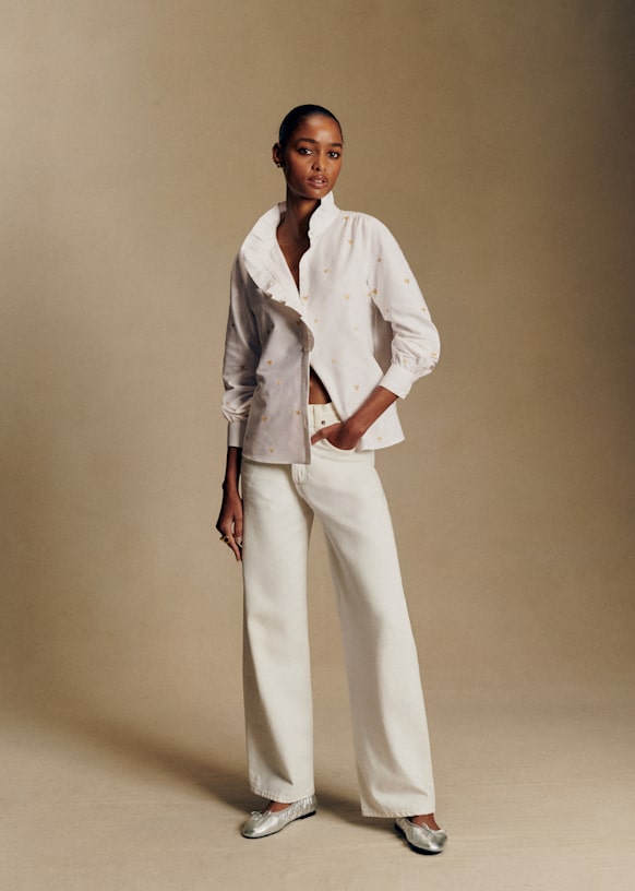 Gift Set Chlo Shirt - Gold Heart Embroidery - Organic Cotton - Sézane