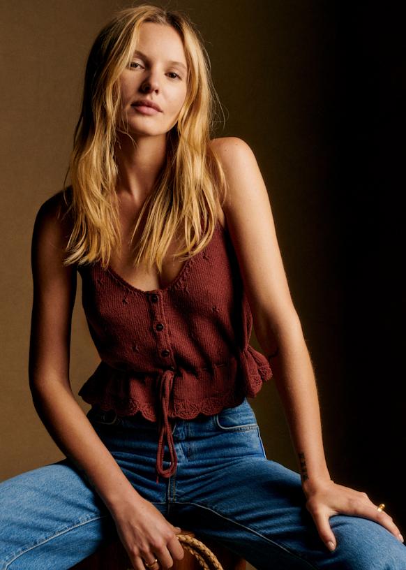 Giselle Top - Brick orange - Organic cotton - organic textile - Sézane
