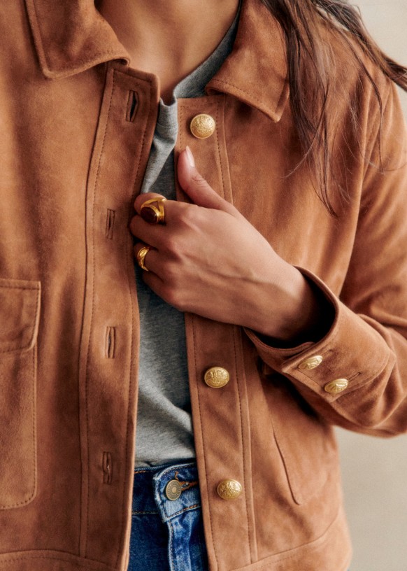 Jas Terry - Camel suede - Geitenleer - Sézane