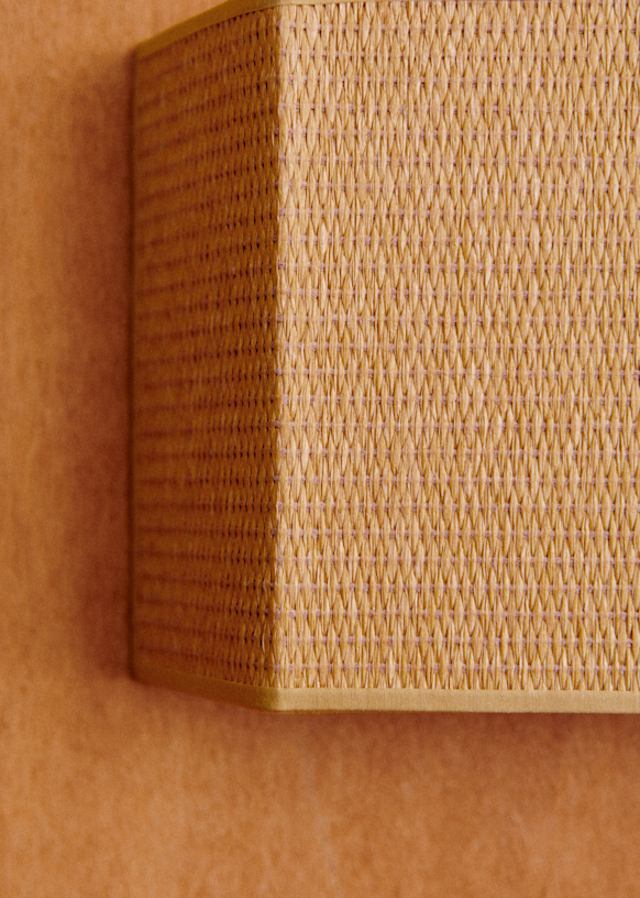 Adagio Sconce - Small Model - Ecru Fabric and Rattan - Mix Woven ...