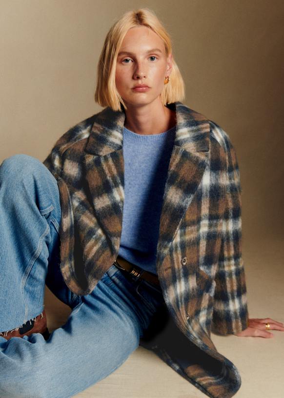 Abrigo Ander - Cuadros Capri y Verde - Poliéster reciclado - Sézane