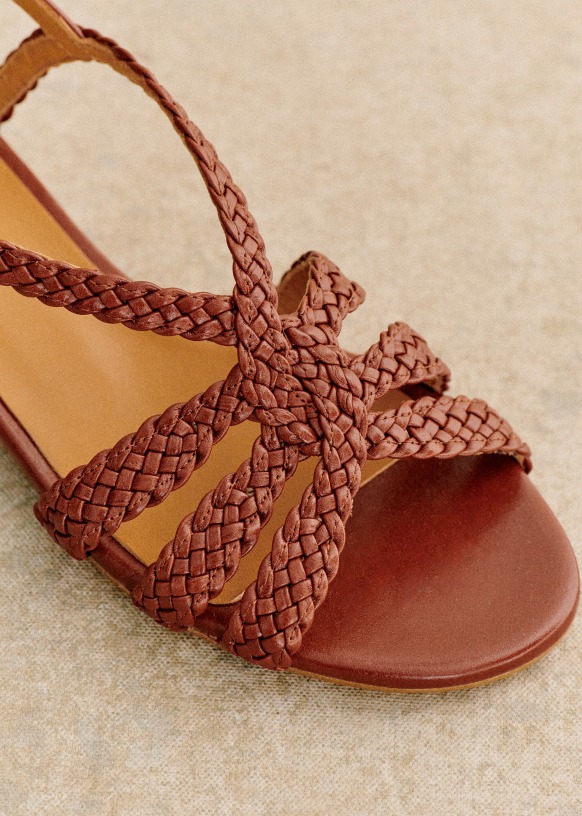 Rosa Low Sandals - Smooth woven natural leather - Smooth cowhide ...