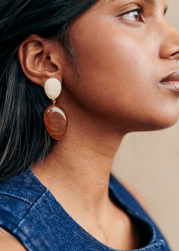 Carla Earrings - Multi Ecru - Resin - Sézane