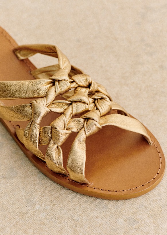 Ines Low Mules - Gold - Smooth metallic-effect sheepskin leather - Sézane