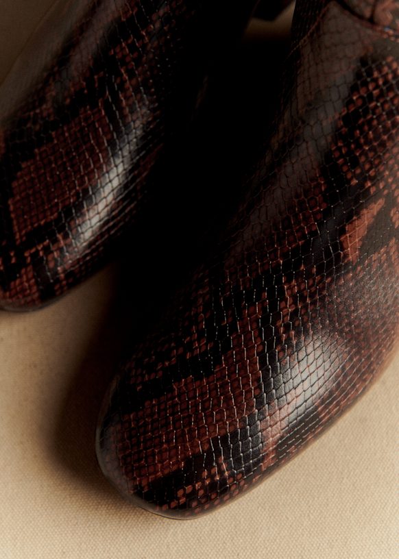 Paulette Low Boots - Brown Python Print - Bovine leather - Sézane