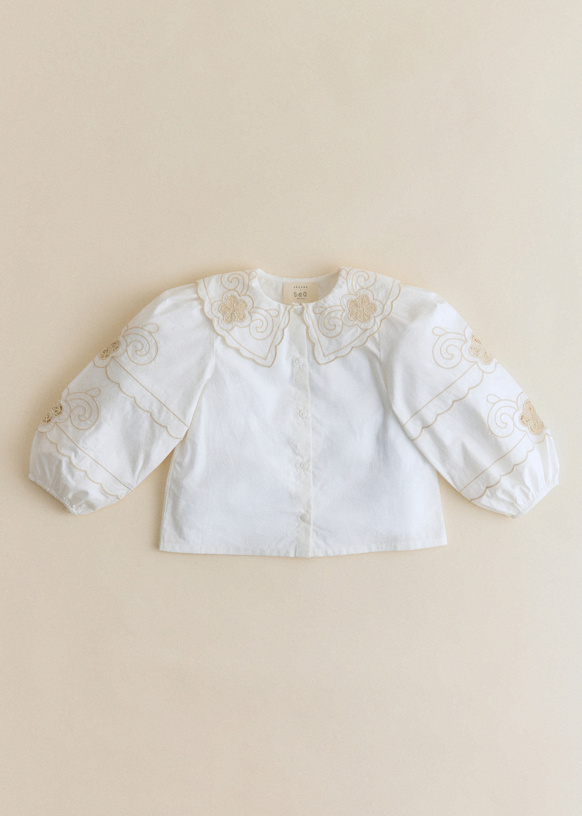 Avila Shirt - Sézane x SEA NY - Placed Ecru Embroidery - Organic cotton ...