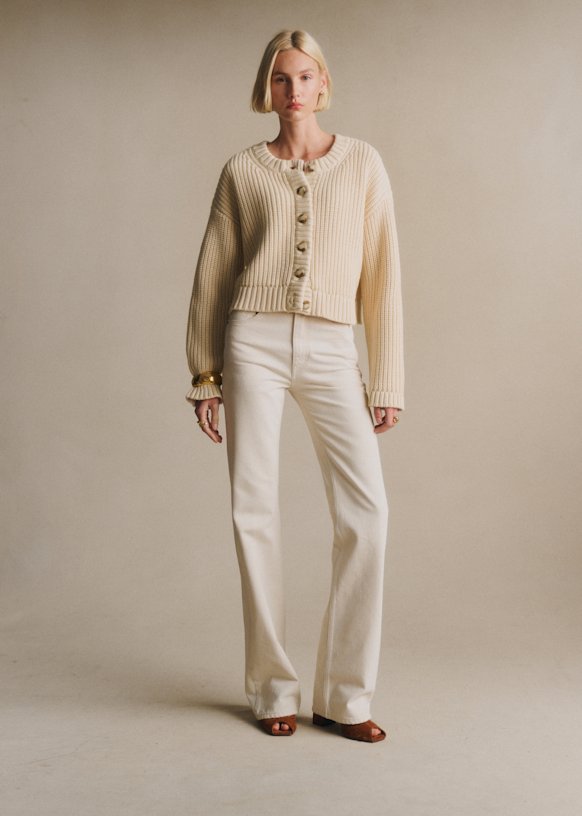 Paolo Cardigan - Cream - Merino Wool - Sézane