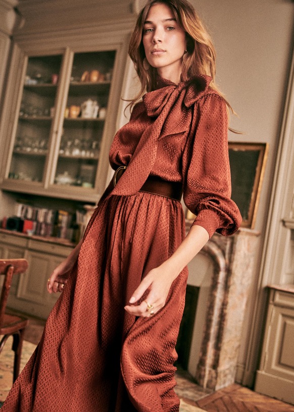 Ornella Dress - Brown - Silk - Sézane