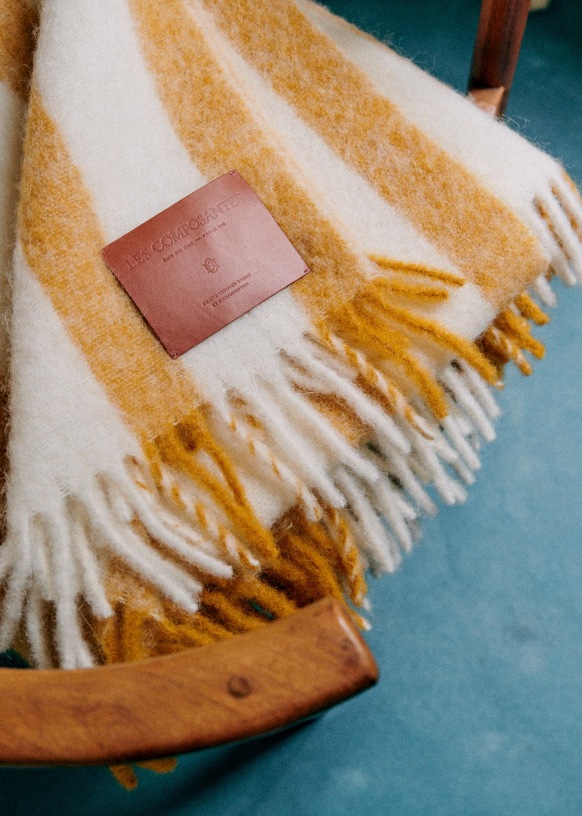 Mohair throw - Ochre Stripes - Alpaca - Sézane