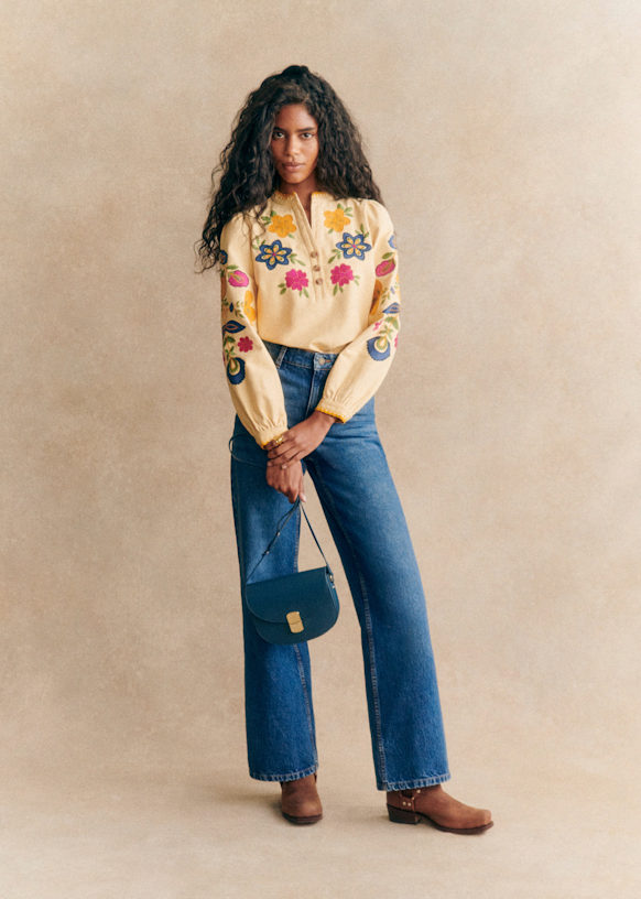 Severine Blouse - Multicoloured Flowers - Cotton - Sézane