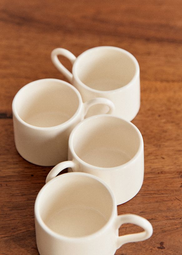 Set of 4 espresso cups - Ecru - Ceramics, porcelain and earthenware ...