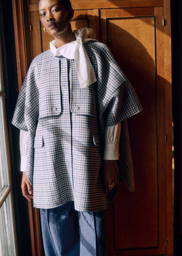 Raul Cape - Sézane x MDLO - Blue Houndstooth - Wool - Sézane