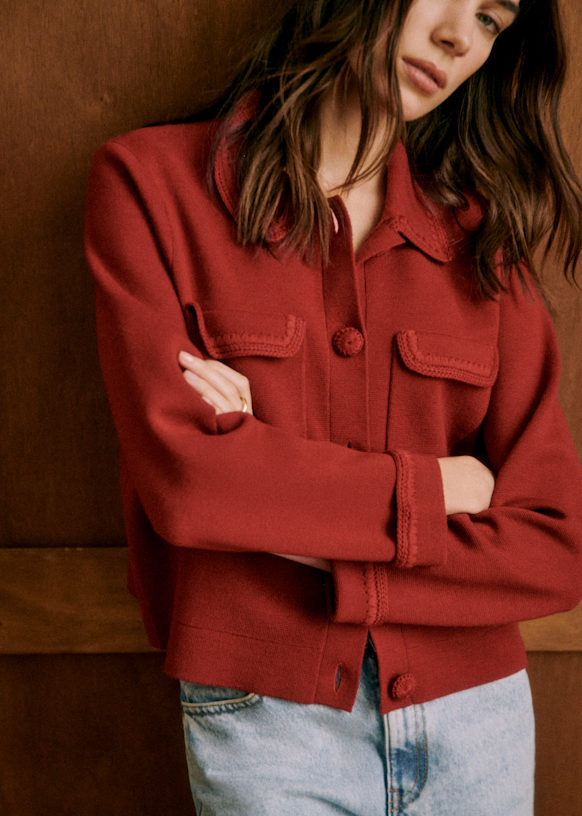 Betty Cardigan - Terracotta Crochet - Merino Wool - Sézane