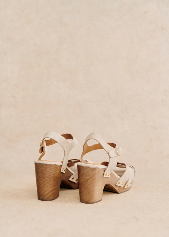Isabelle Clogs - Sandstone - Split cowhide leather - Sézane