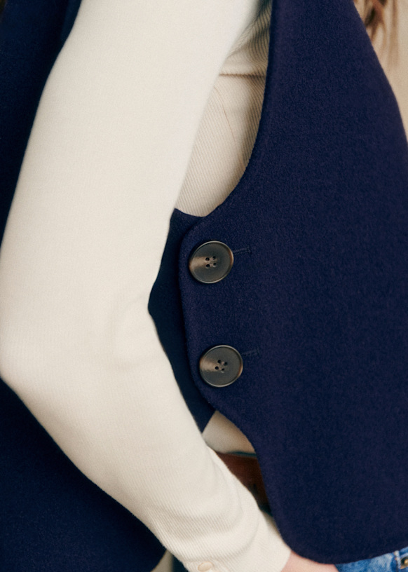 Aaron Jacket - Navy - Wool - Sézane