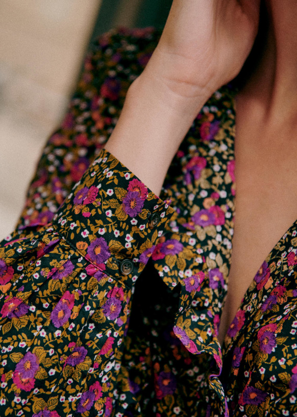 Chlo Shirt - Stripes Ecru / Blue - Organic Cotton - Sézane