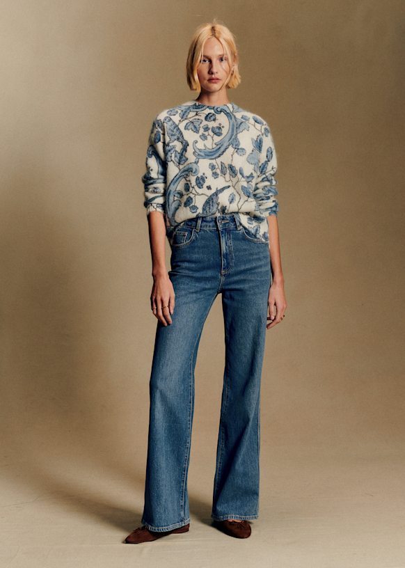 Thibault Sweater - Sézane x Antoinette Poisson - Blue Birds Print - Kid ...